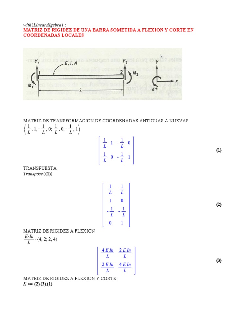 Matriz de Rigidez - Flexion+corte PDF | PDF
