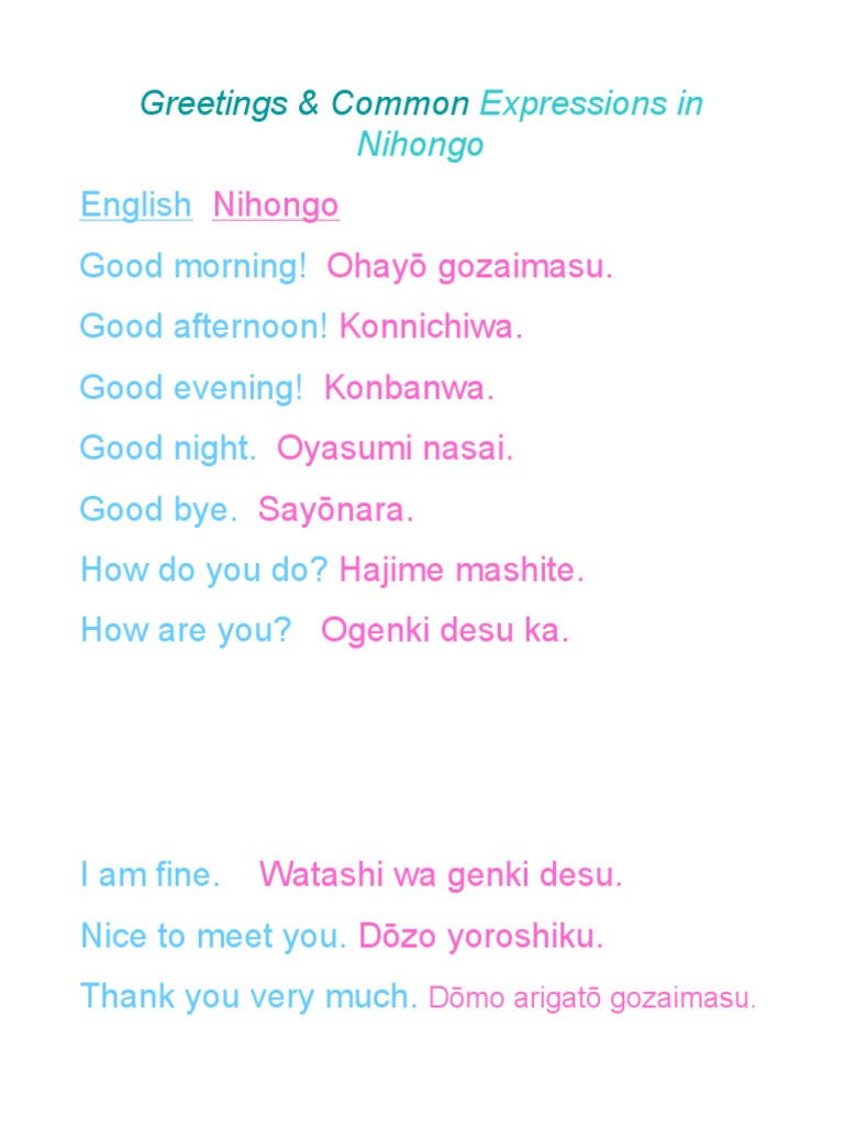Common Greetings in Japanese | PDF