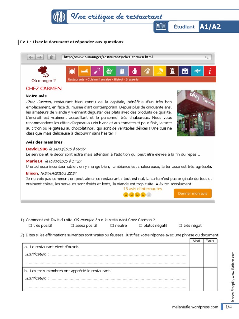 Fle Ce Restaurant Critique1 | PDF | Restaurants | Nourriture et boisson