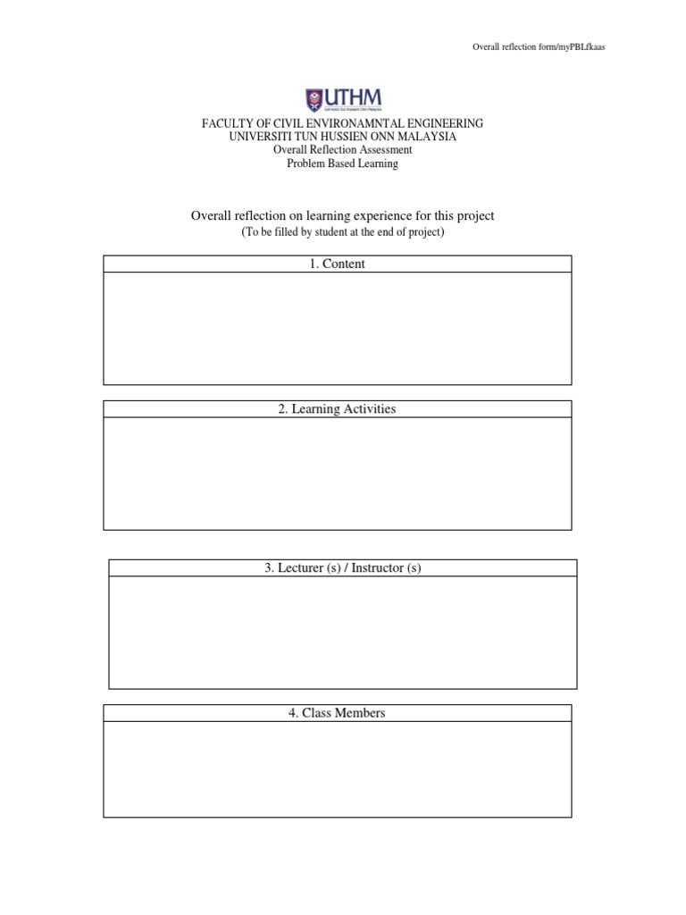 Overall Reflection On Learning Experience For This Project 1. Content ...