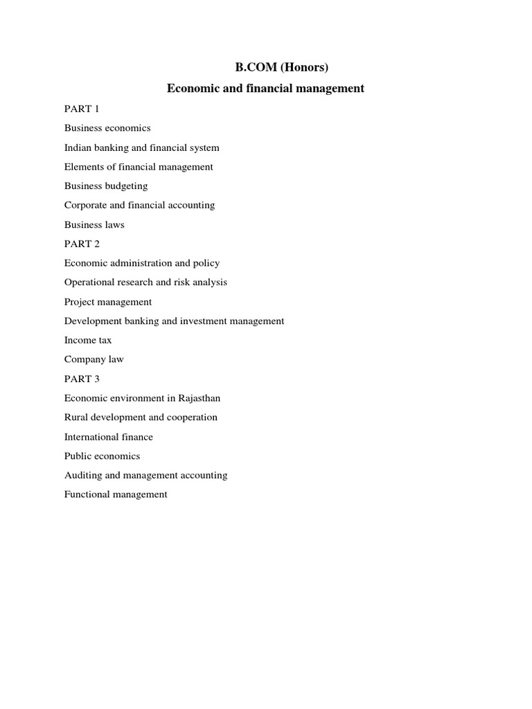 Economic and Financial Management | PDF