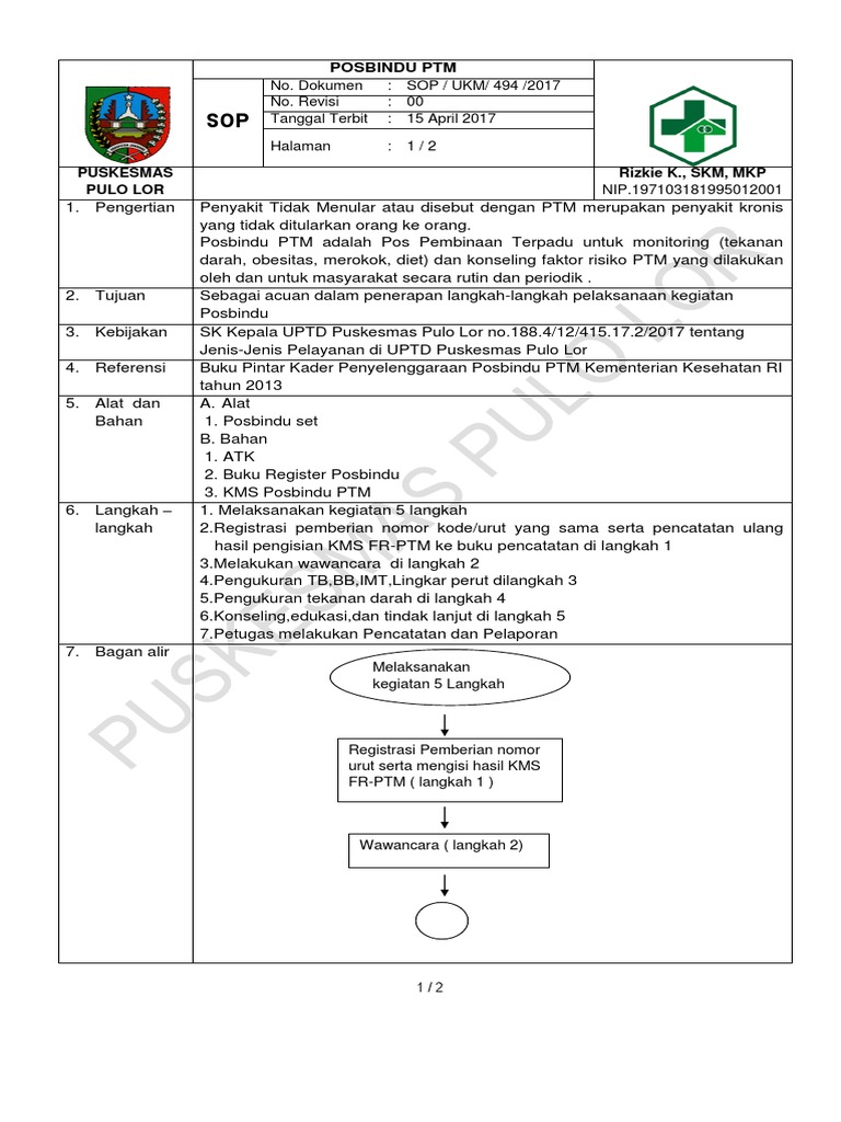 Sop Posbindu PTM | PDF