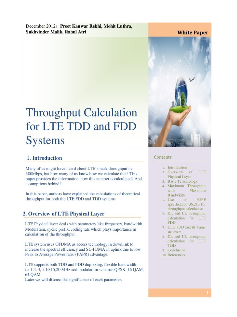 Throughput Calculation For Lte TDD and FDD System | PDF