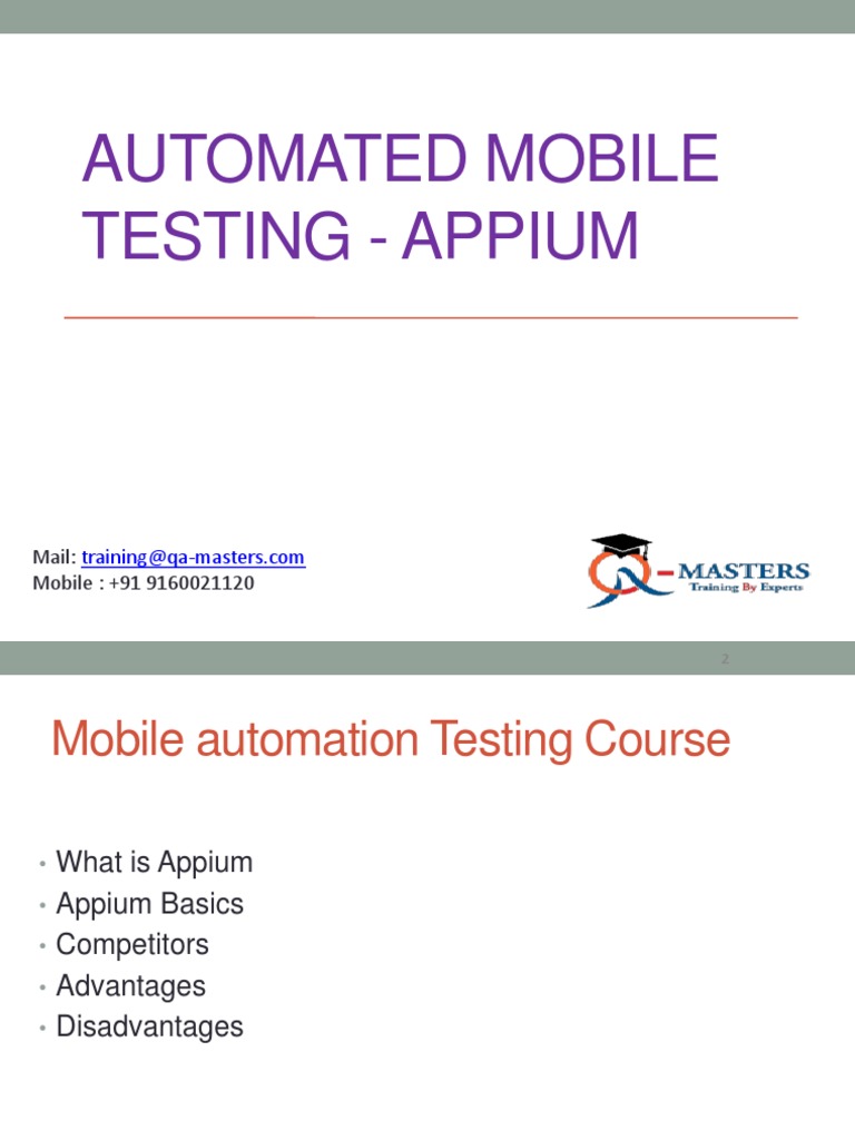 Automated Mobile Testing - Appium - Appium Selenium Training | PDF ...
