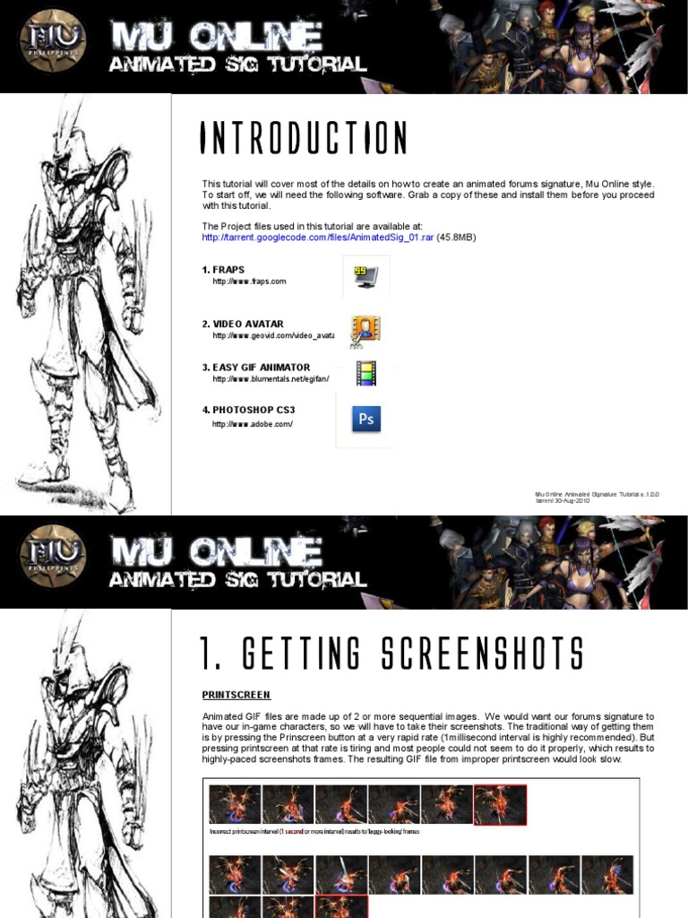 Mu Online Animated Signature Guide | PDF | Adobe Photoshop | Screenshot