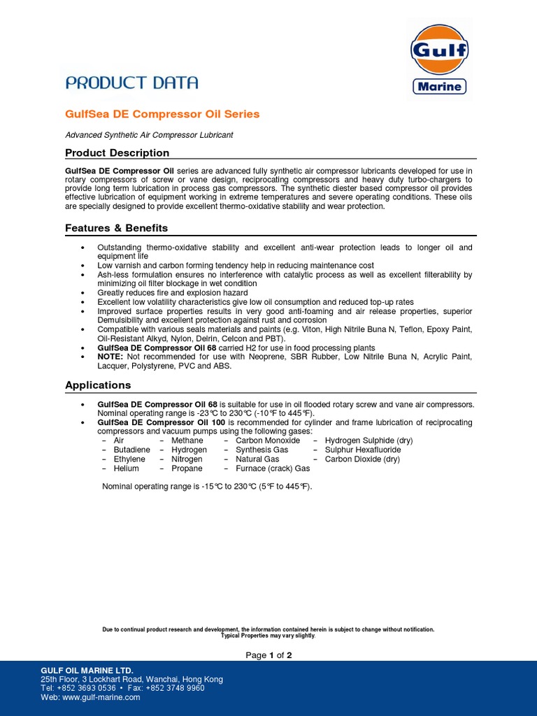 Advanced Synthetic Compressor Lubricants for Rotary Screw and Vane ...