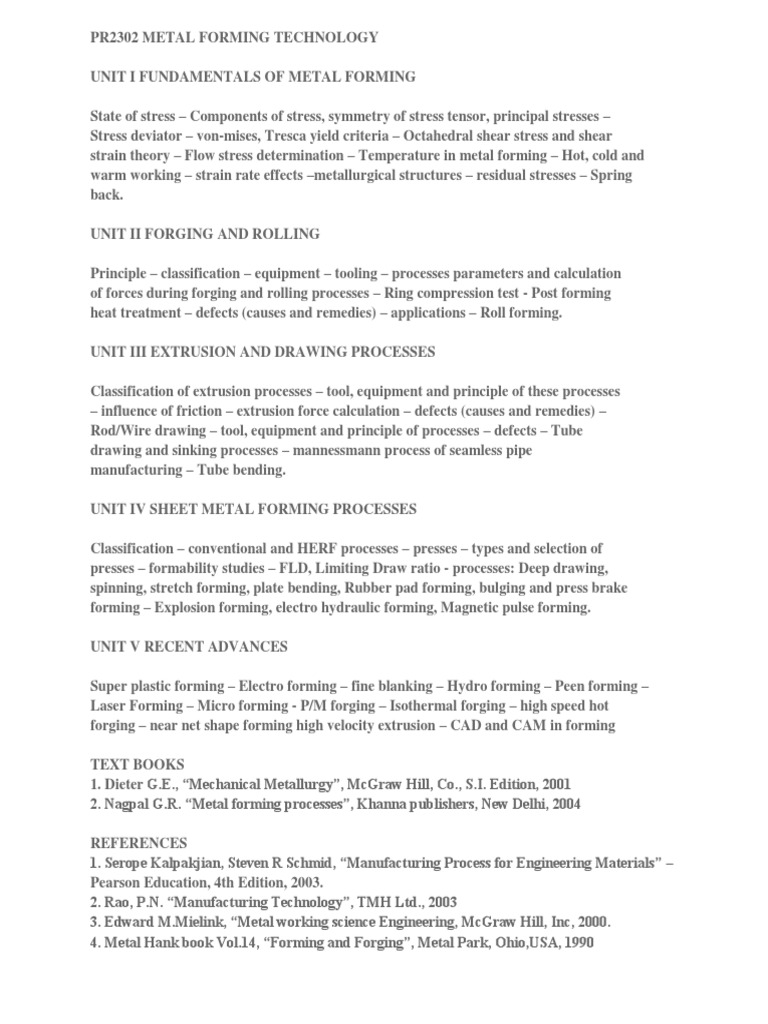 Metal Forming Technology Guide | PDF