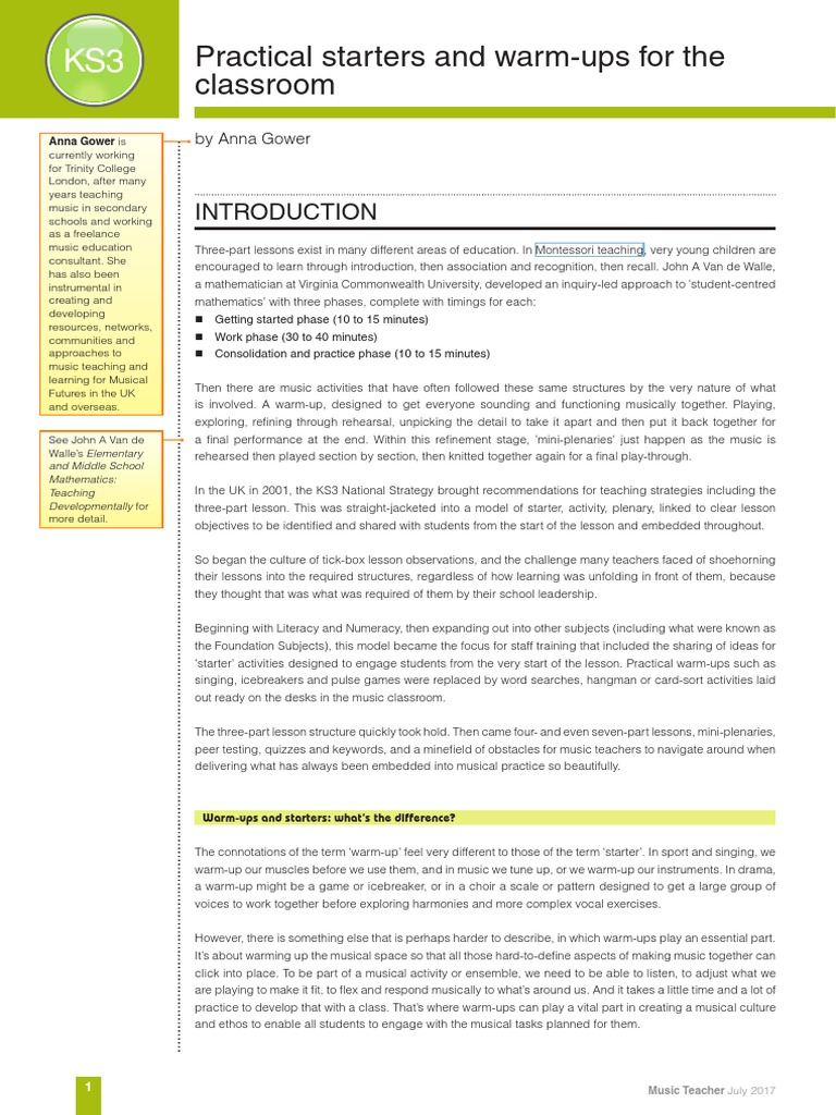 MT0717 Scheme KS3 Practical Starters | PDF | Singing | Rhythm