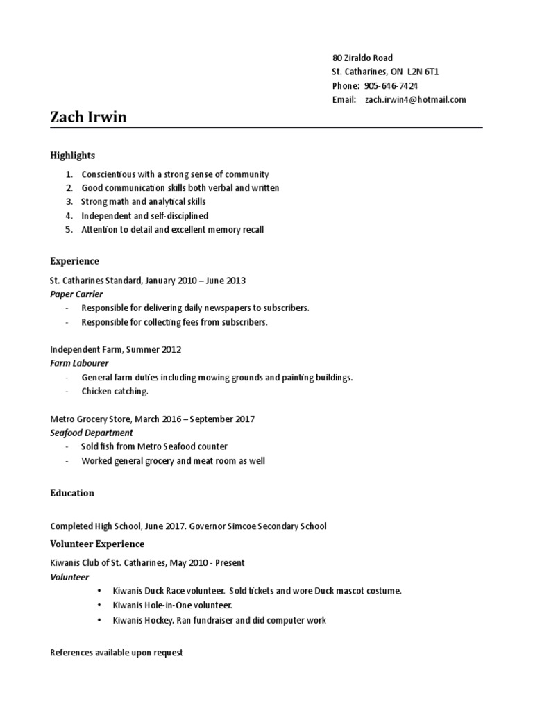 Zach Irwin Resume | PDF