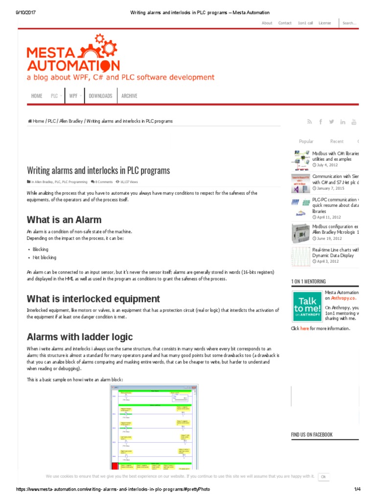 Writing Alarms And Interlocks In Plc Programs Mesta Automation Pdf Programmable Logic