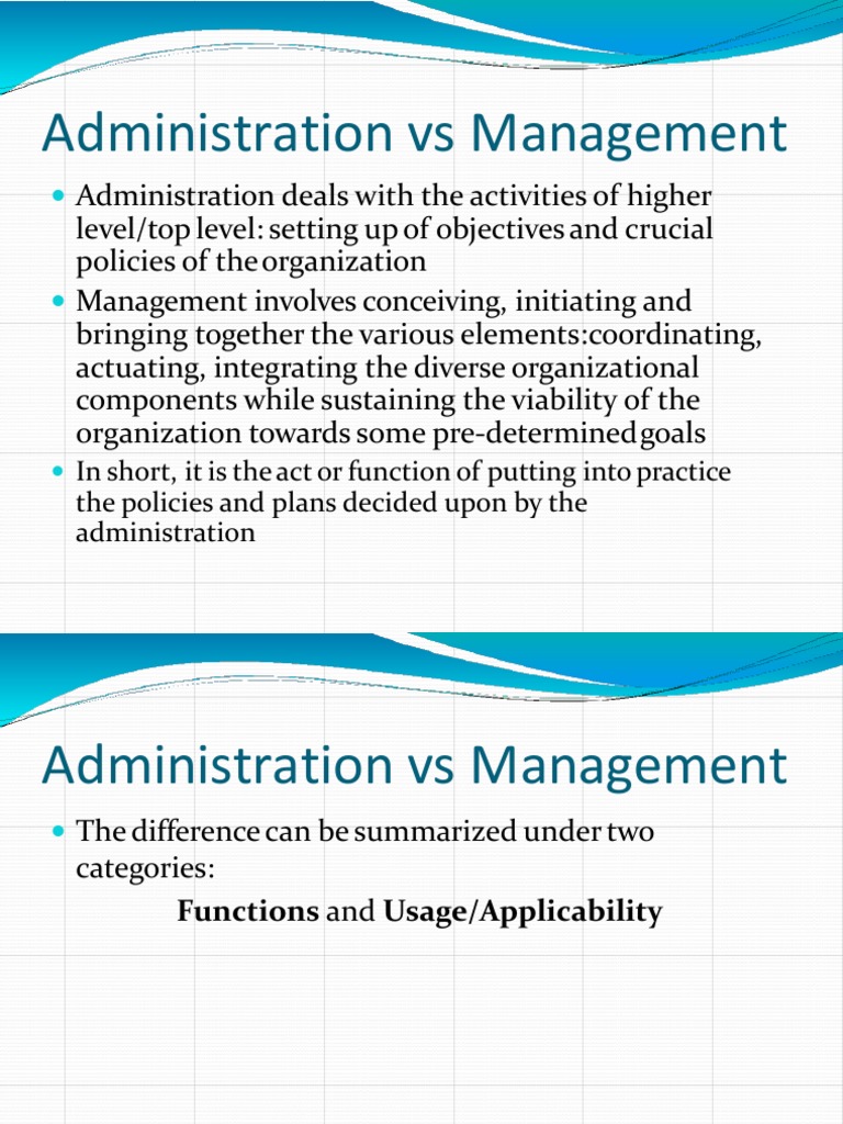 Management Vs Administration | Descargar gratis PDF | Business