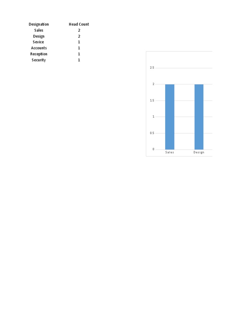 Head Count: Designation Head Count Sales 2 Design 2 Sevice 1 Accounts 1 ...