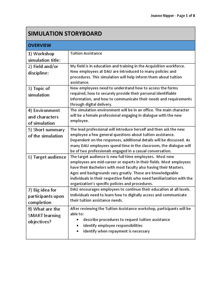 Simulation Storyboard 2 | PDF | Simulation | Educational Assessment