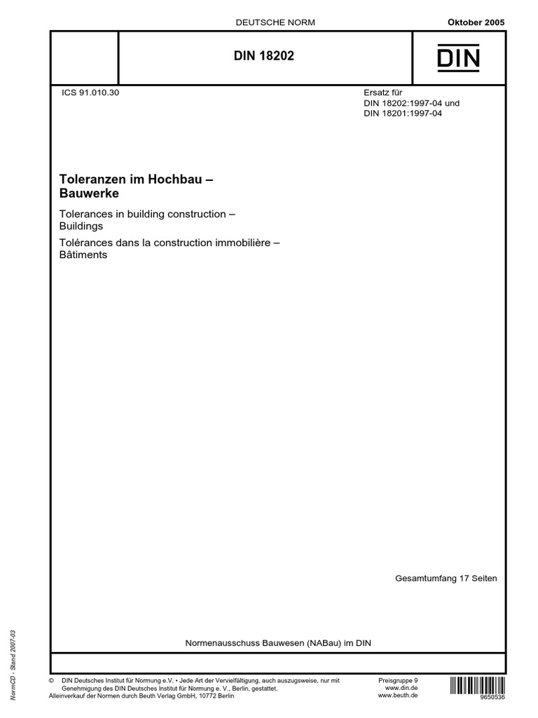 Din 18202:2005 | PDF