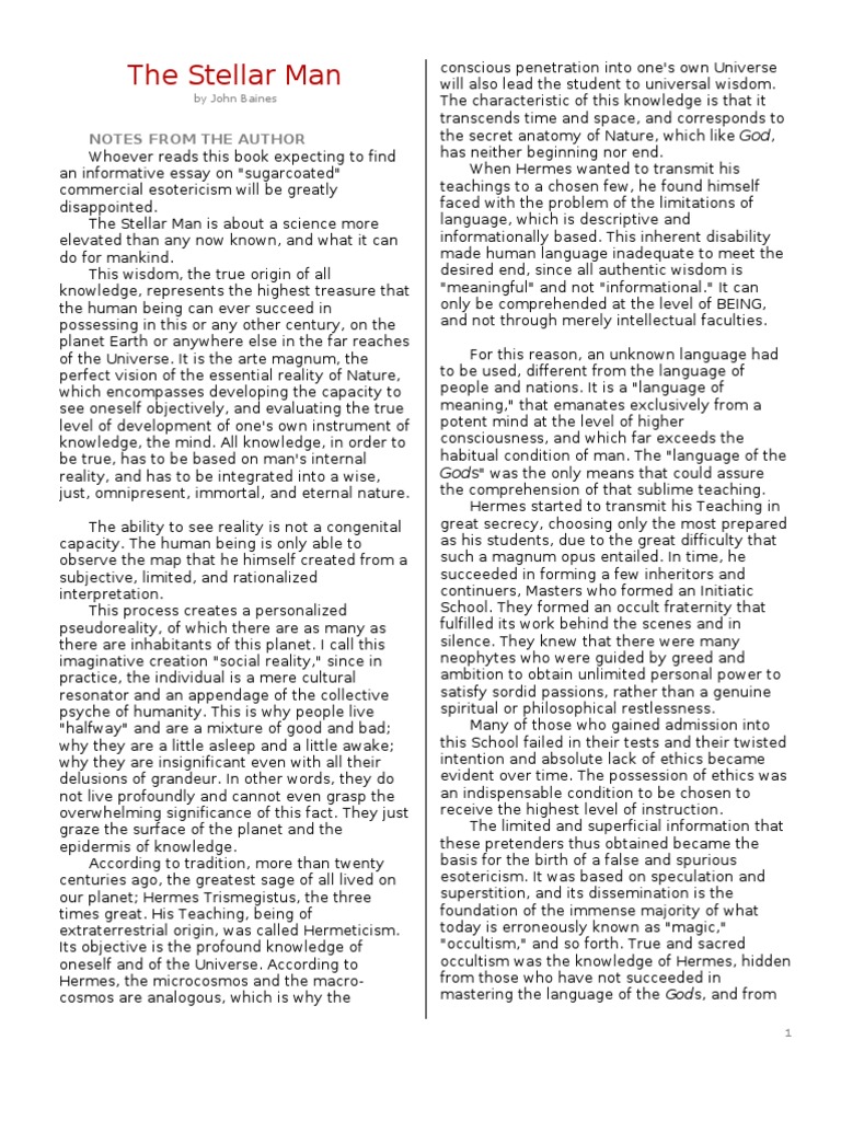 The Stellar Man | PDF | Hermeticism | Hermes Trismegistus