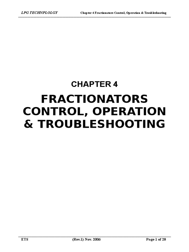 Fractionators: Control & Troubleshooting Guide | PDF | Distillation ...
