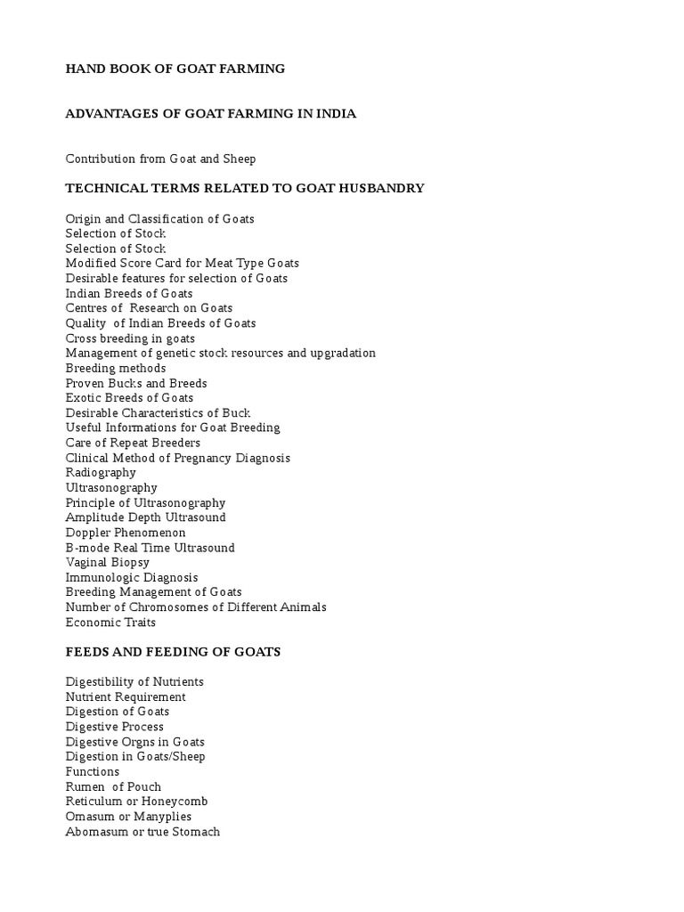 Hand Book of Goat Farming | PDF | Goat | Selective Breeding
