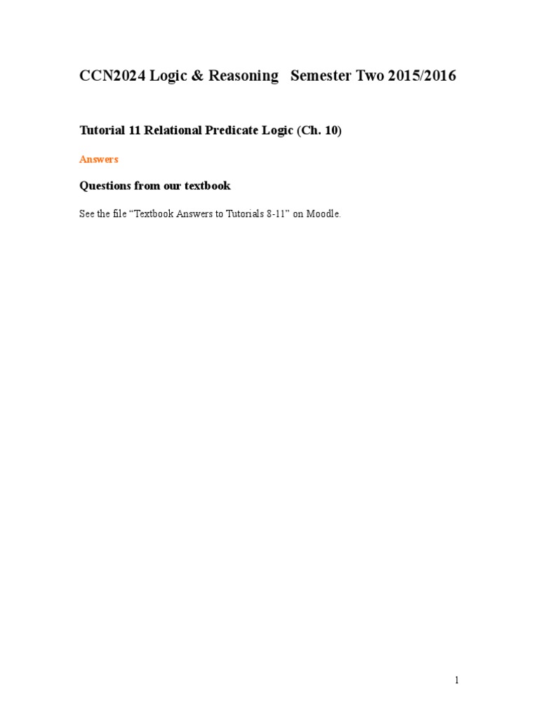 Relational Predicate Logic Answers | PDF