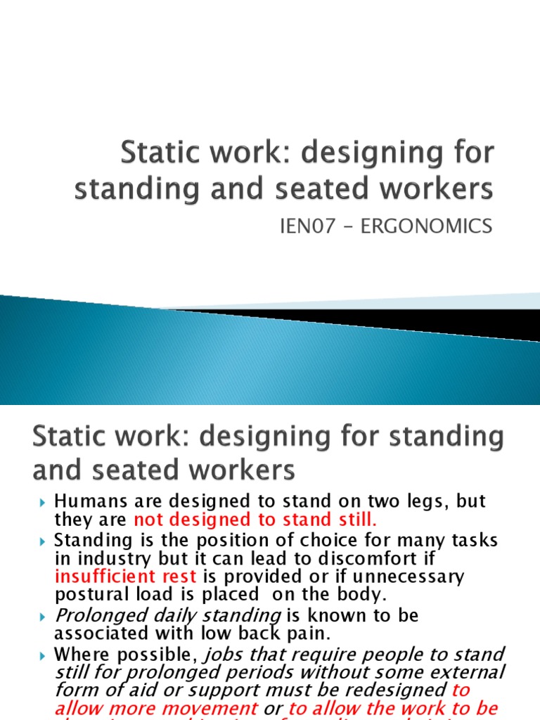 Static Work - Designing For Standing and Seated Workers | PDF | Chair ...