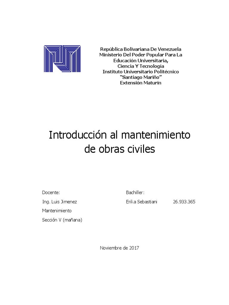 Trabajo - Introduccion Al Mantenimiento de Obras Civiles | PDF | La ...