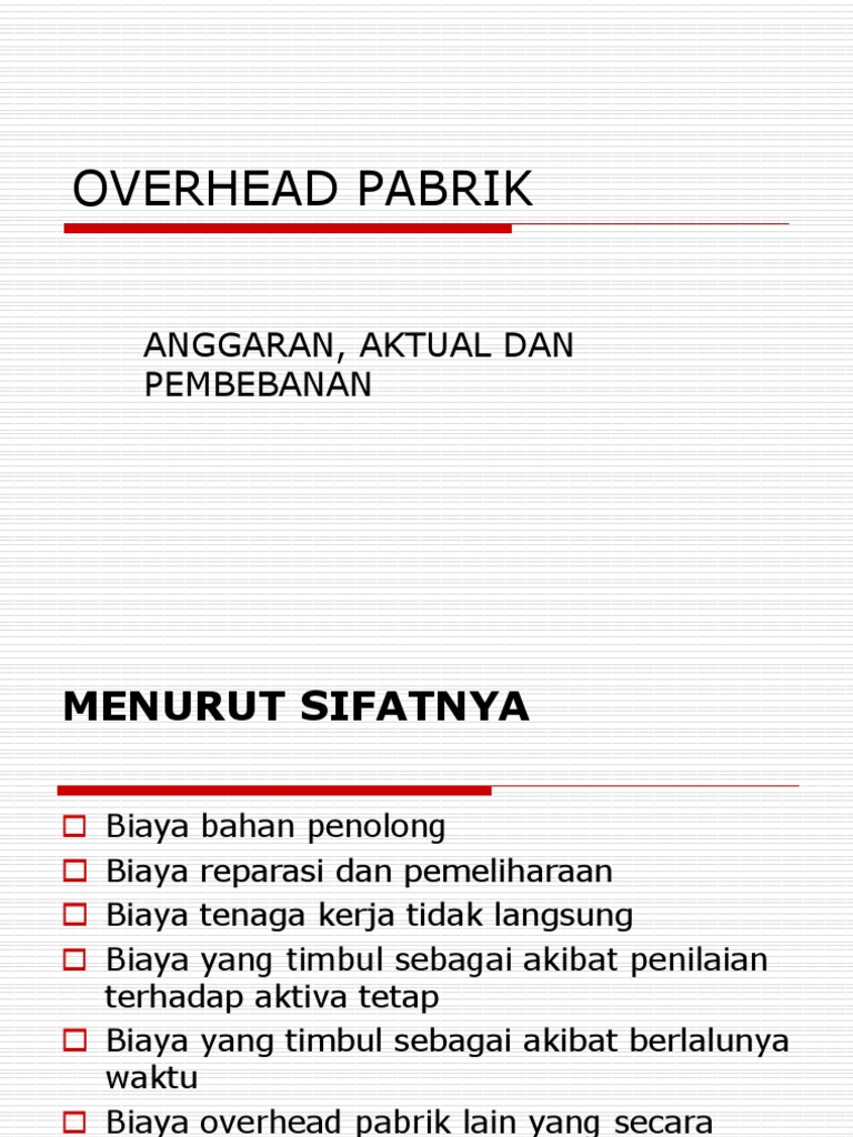 Overhead Pabrik | PDF