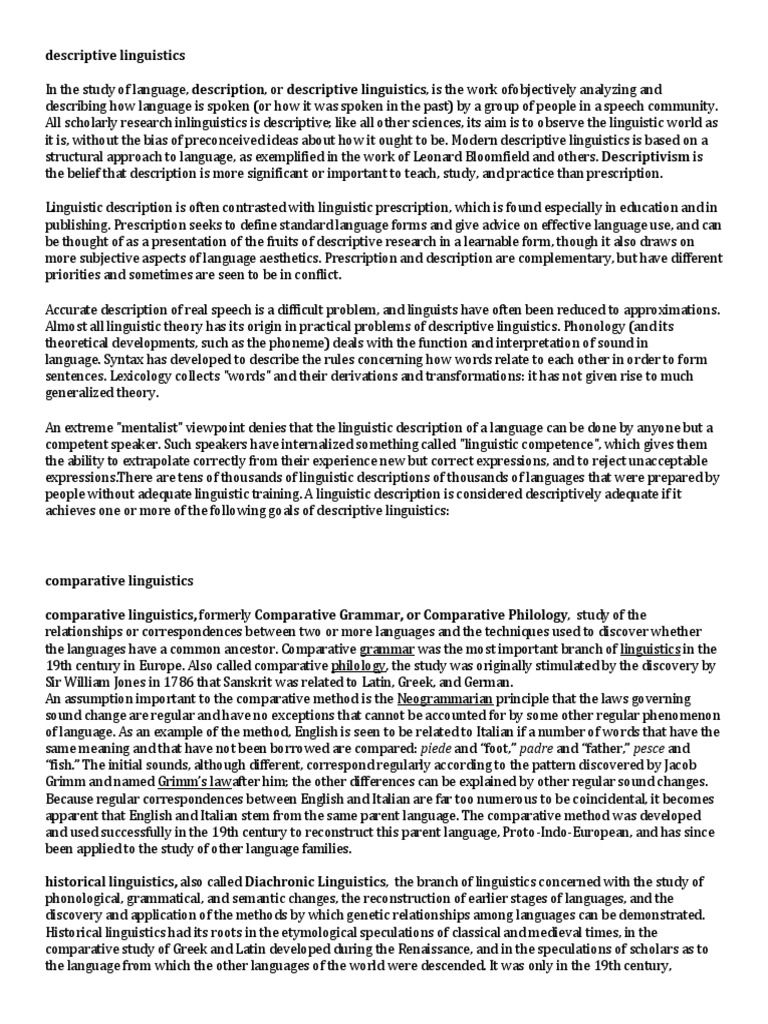 Descriptive Linguistics | PDF | Anthropology | Linguistics