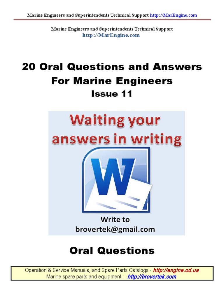 Marine Engineering Oral Exam Q&A Guide | PDF | Ships | Insurance