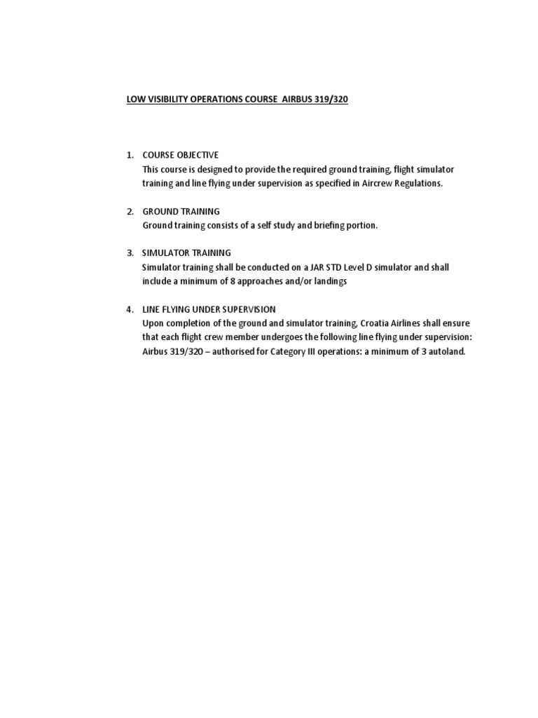 Low Visibility Operations Course Airbus 319/320 | PDF