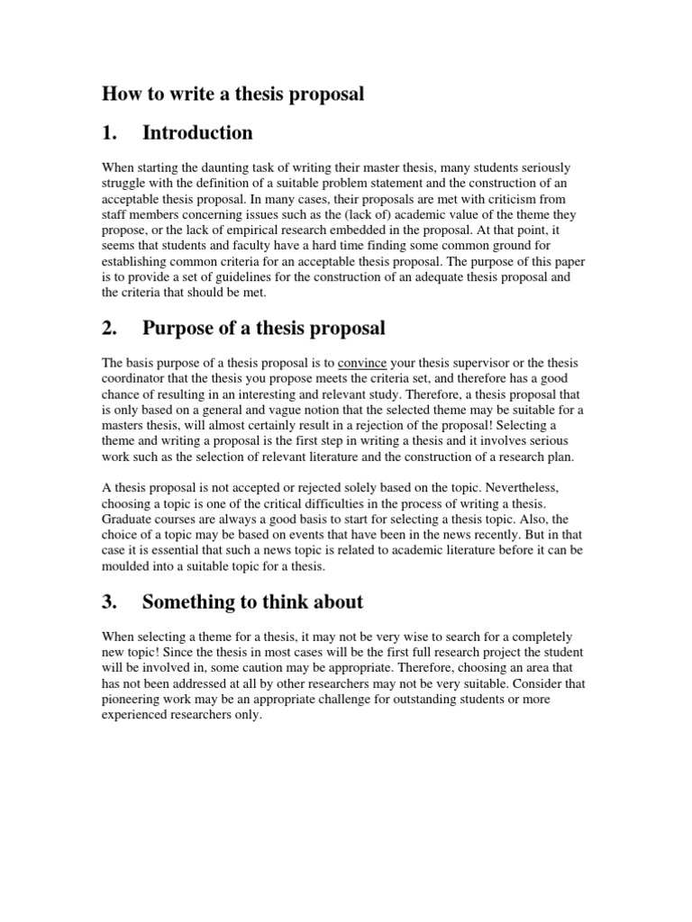How To Write A Thesis Proposal | PDF