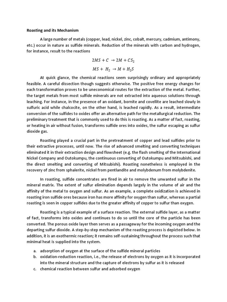 Roasting | PDF | Sulfide | Sulfur