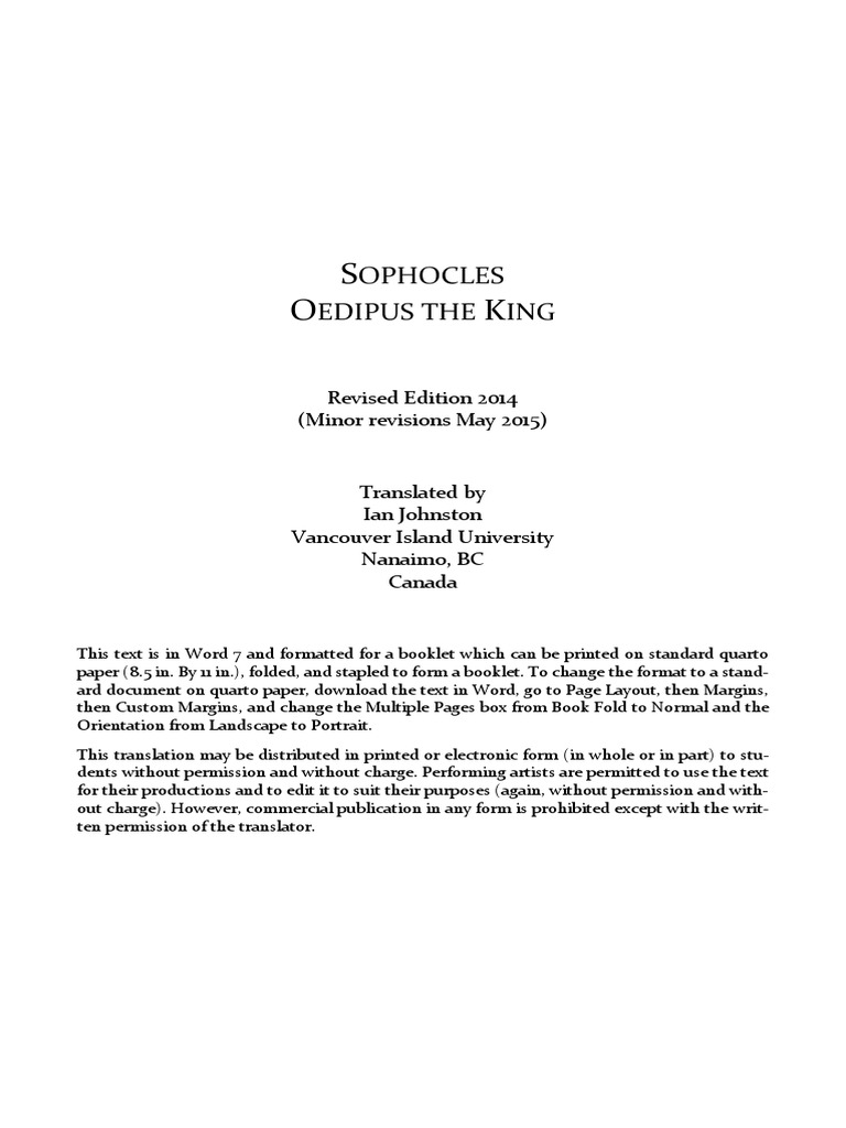 Oedipus The King | PDF | Oedipus | Theban Mythology