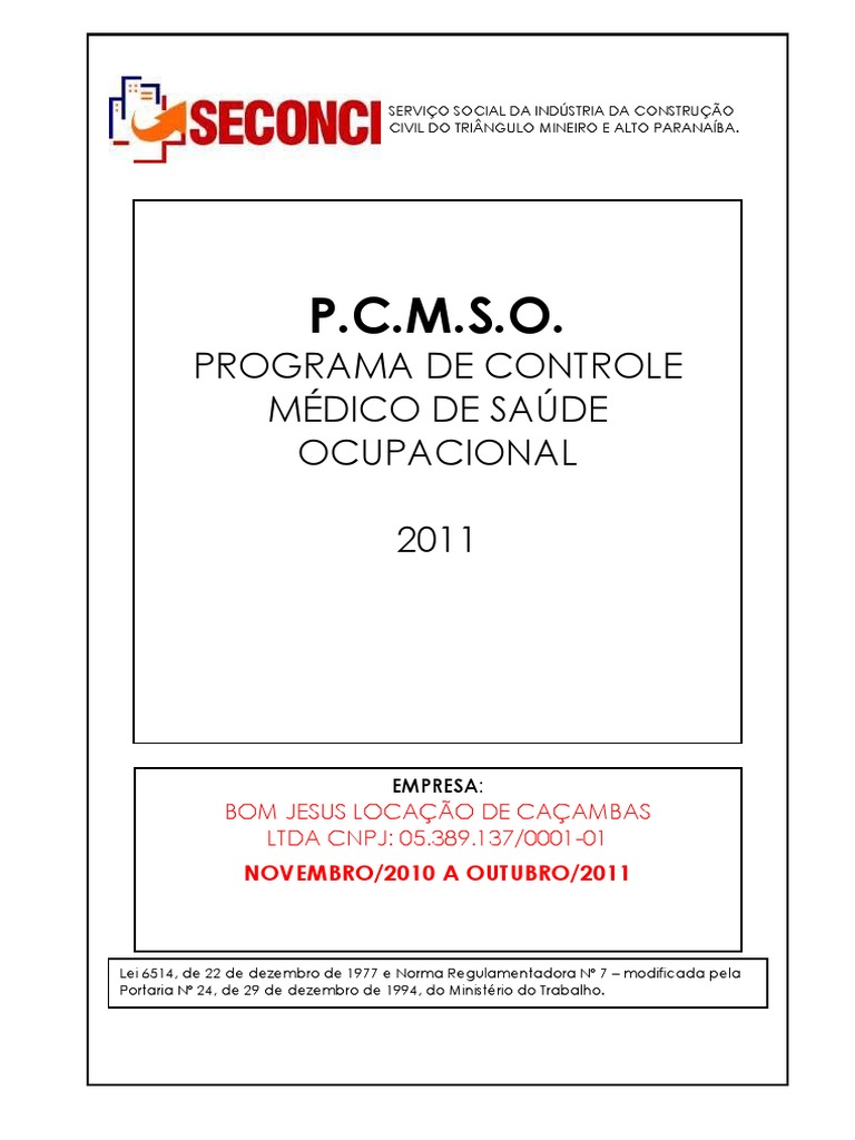 Pcmso - Modelo | Occupational Therapy | Medicine