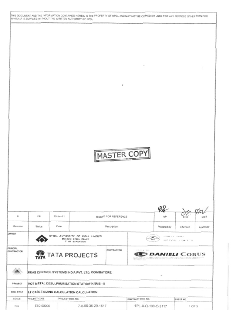 LT Cable Sizing Calculatioin (29.06.2011) | PDF | Insulator ...