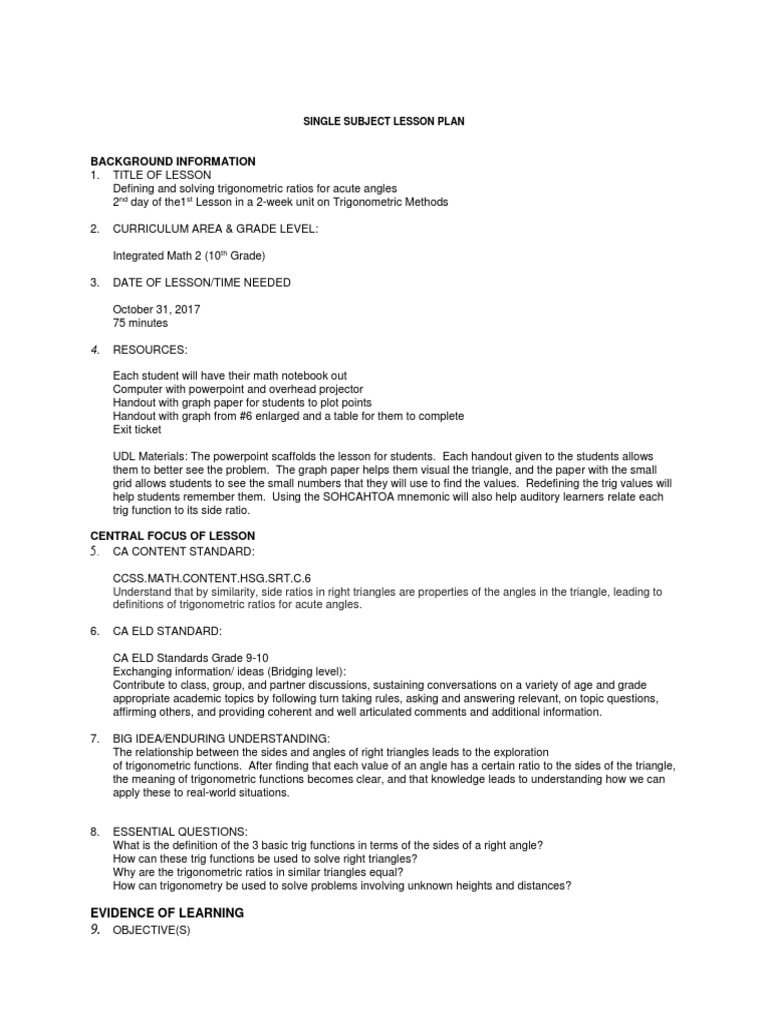 Observation 3 Lesson 10 31 | PDF | Trigonometric Functions | Trigonometry