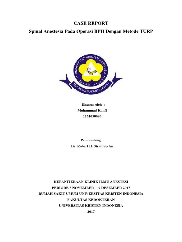 Spinal Anestesia Pada TURP | PDF