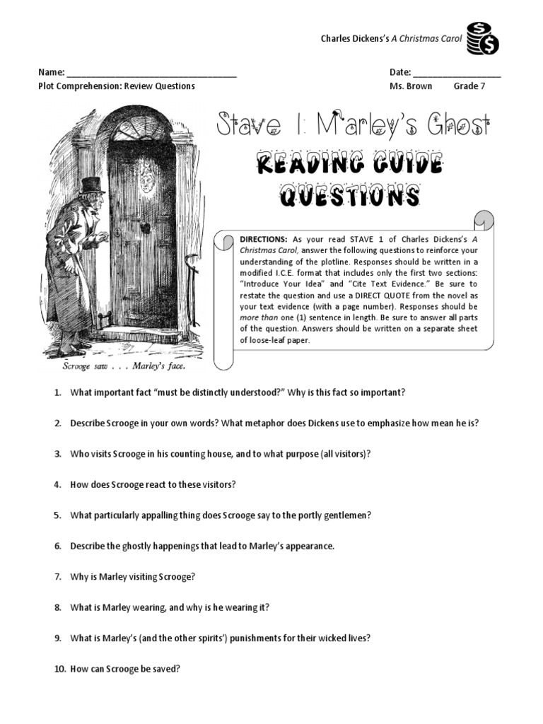 A Christmas Carol Stave 1 Questions | PDF