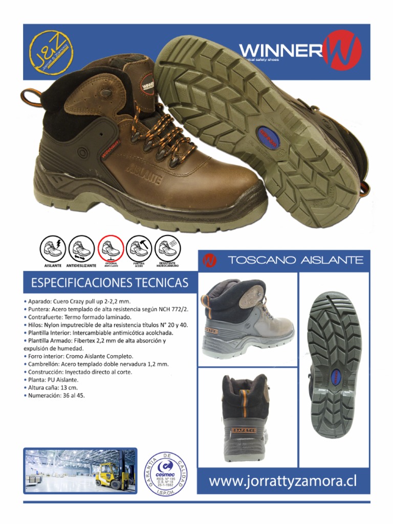 Ficha Winner Toscano ZAPATO DE SEGURIDAD | PDF