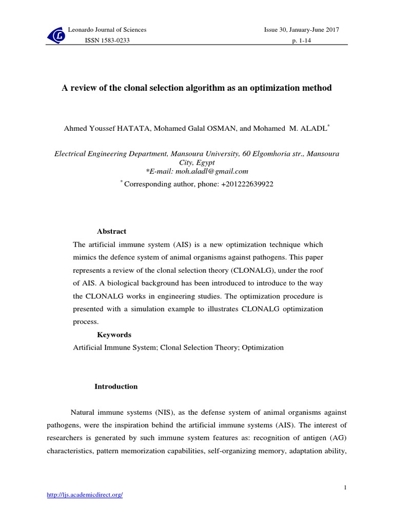 Clonal Selection Algorithm | PDF | Adaptive Immune System | Immune System