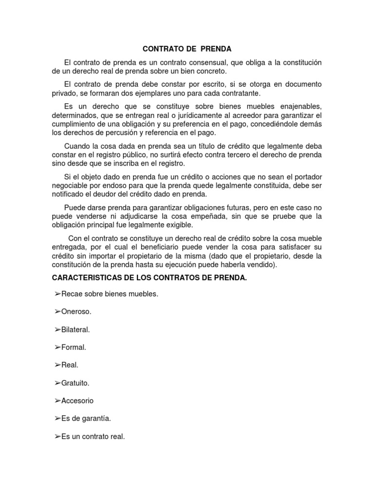 Contrato de Prenda e Hipoteca