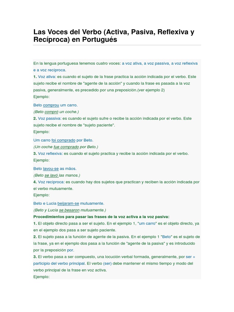Las Voces Del Verbo | PDF | Verbo | Asunto (gramática)