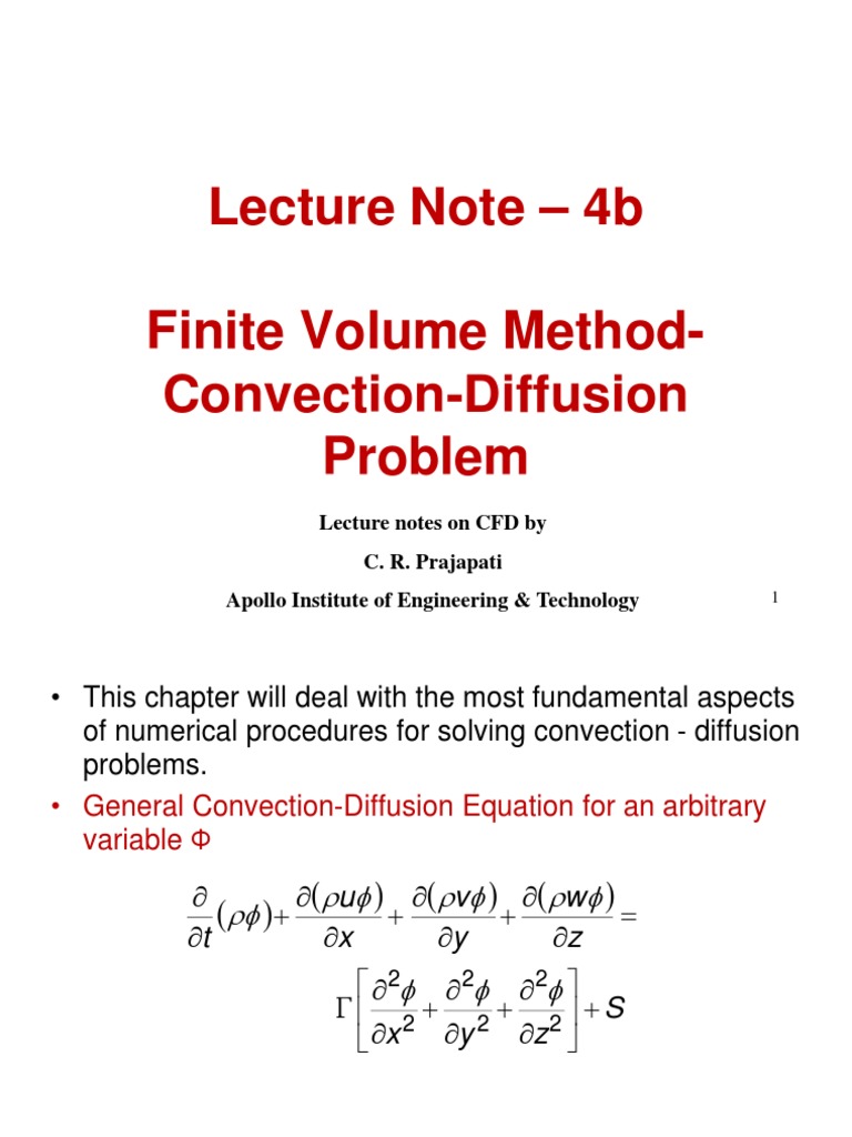 CFD - II Chapter 4 FVM For Convection-Diffusion Problem | PDF | Diffusion | Computational Fluid ...
