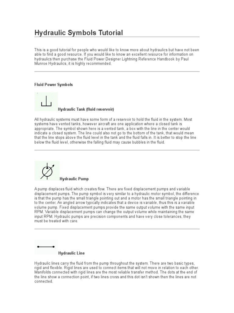 Hydraulic Symbols Tutorial | PDF | Valve | Pump