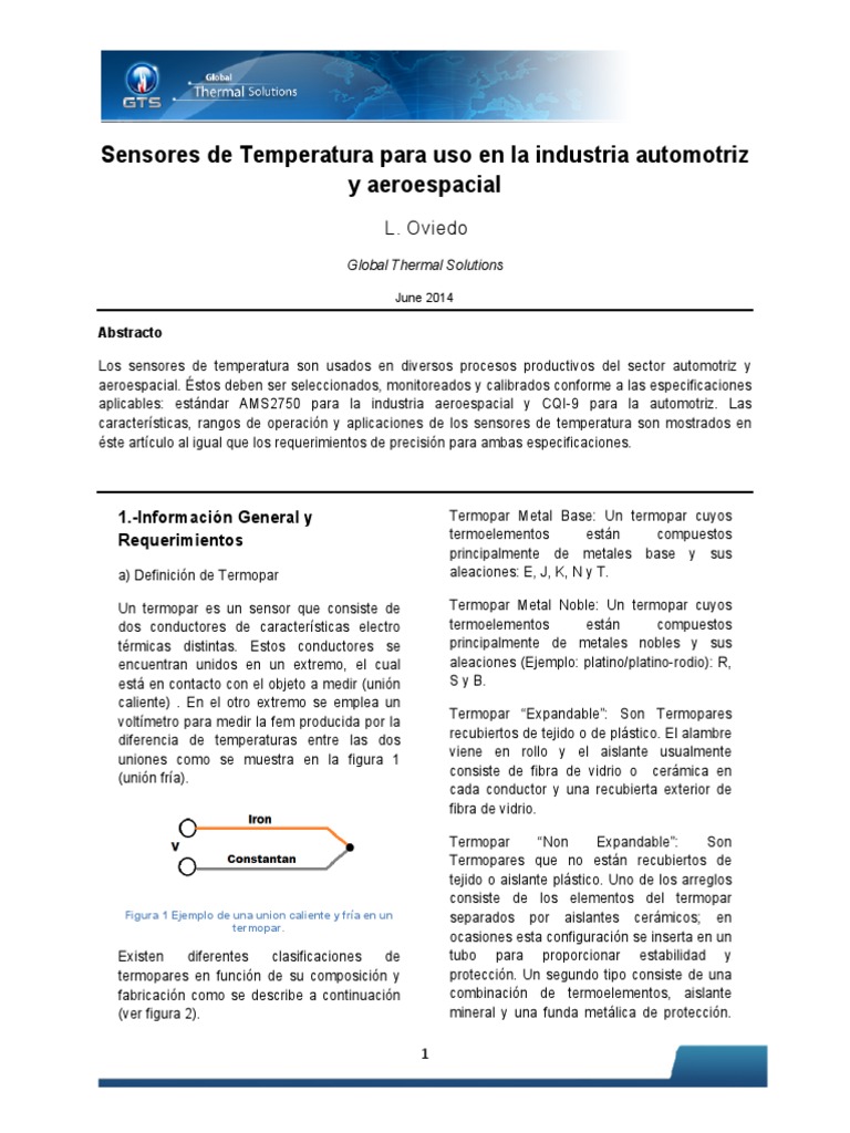 Sensores de Temperatura para Uso en La Industria Automotriz y ...