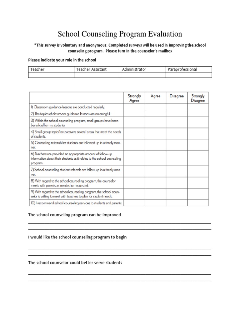School Counseling Program Evaluation | PDF