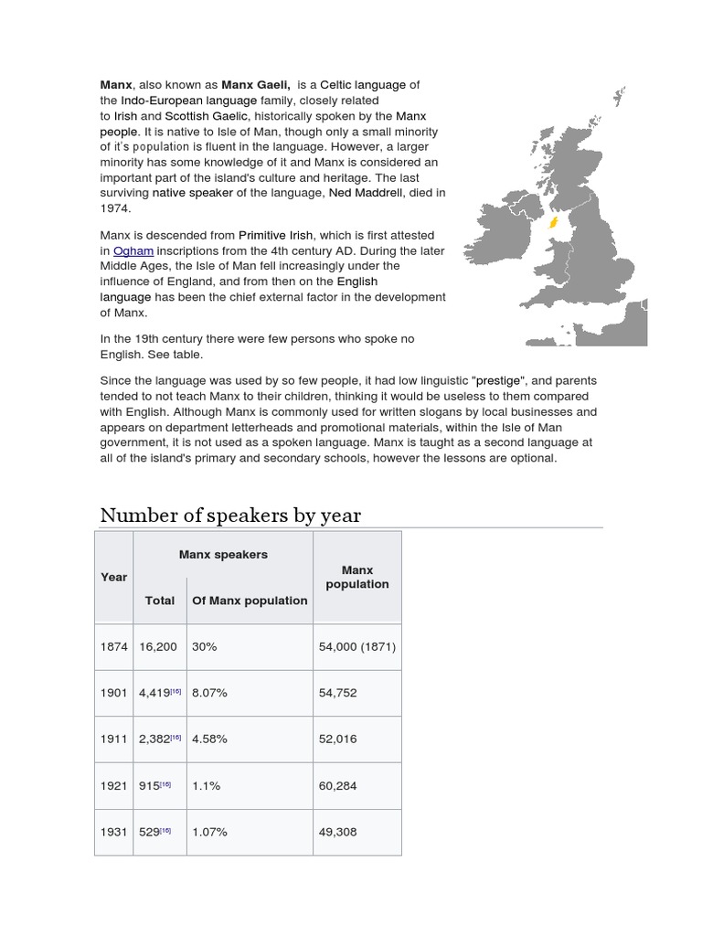 Manx | PDF | Irish Language | Cultural Assimilation