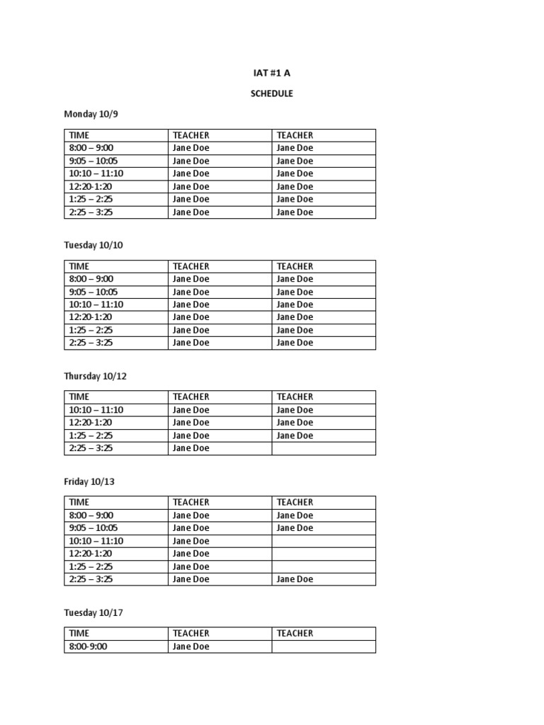 P1-A6-Iat Schedule | PDF