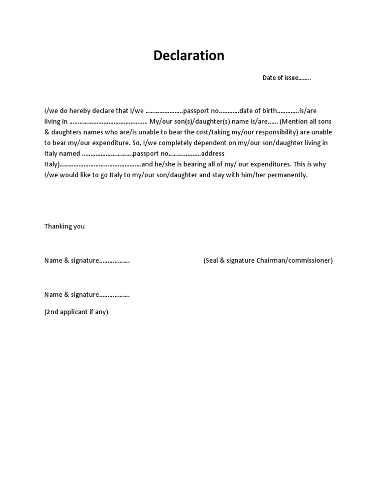 Declaration: Date of Issue . | PDF | Travel Visa | Government And ...