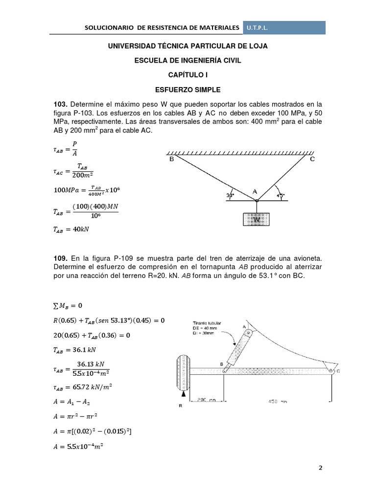 Sol Cap I Esfuerzo Simple | PDF | Resistencia de materiales | Ciencias fisicas