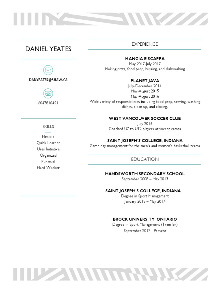 Daniel Yeates: Experience | PDF