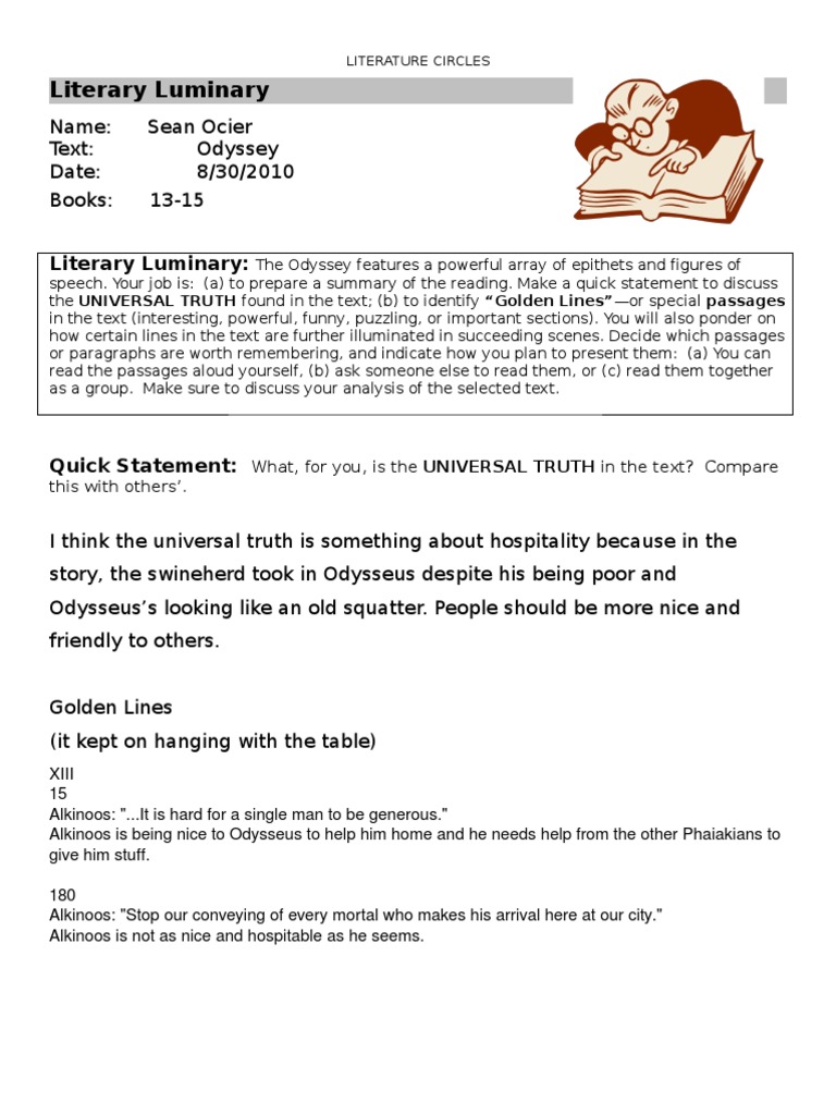 Literary Luminary 1 | PDF | Odyssey | Odysseus
